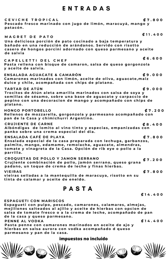 DIGITAL MENU - CAFE DE PLAYA
